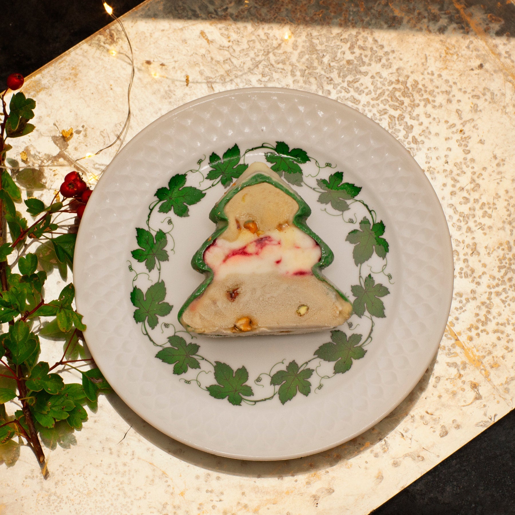 Polar Pistachio Christmas Tree Ice Cream Cake | Ruby Violet – Ruby ...